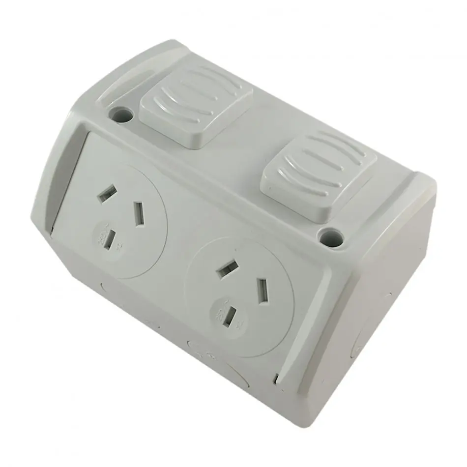 Single Weatherproof GPO Half Size 15A 250V AC IP53 BLACK