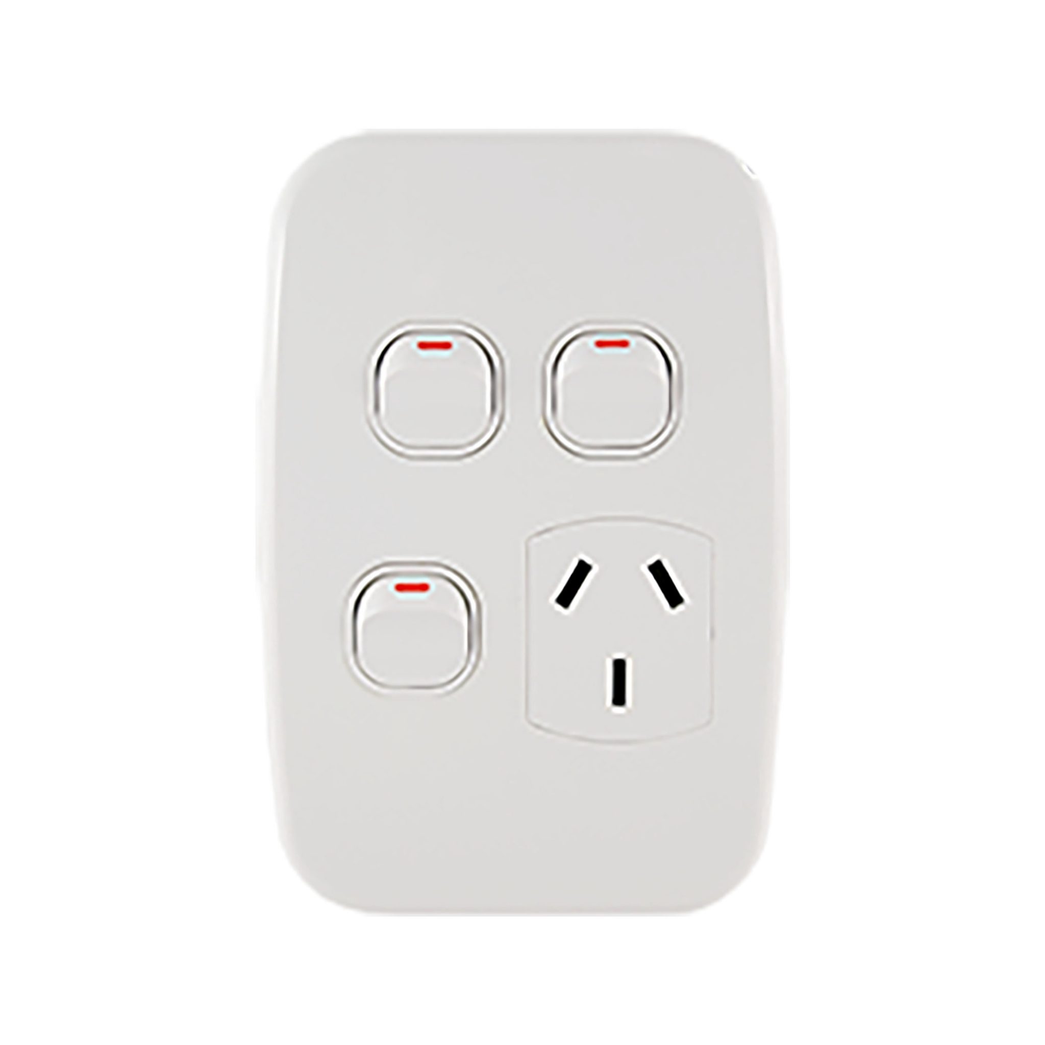 Single Power Point with Two Extra Switches Vertical 10A | LUNA