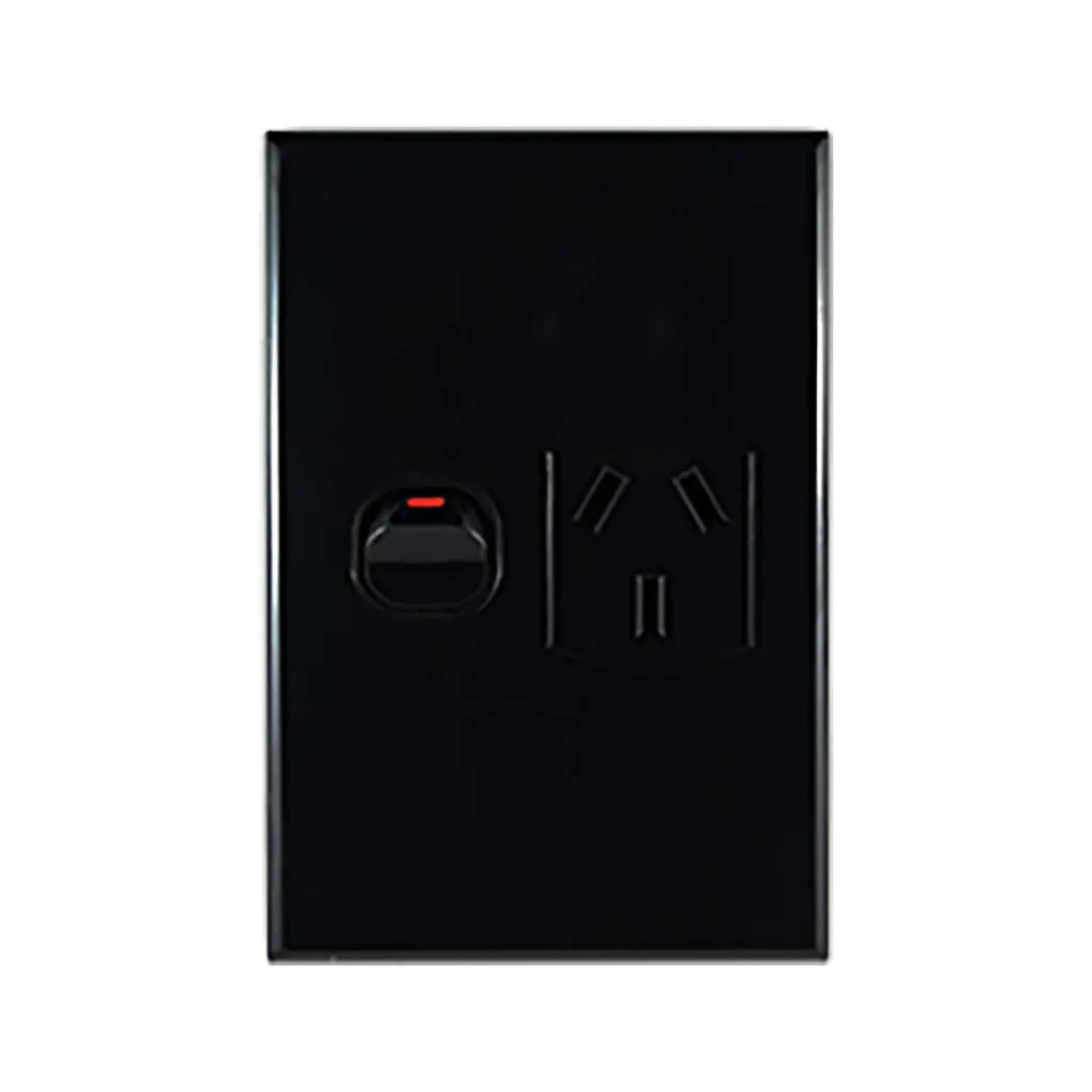 Single GPO Vertical Black 10A 240V AC | GEO Series