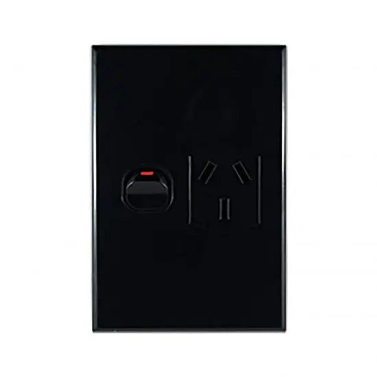 Single GPO Vertical Black 10A 240V AC | GEO Series