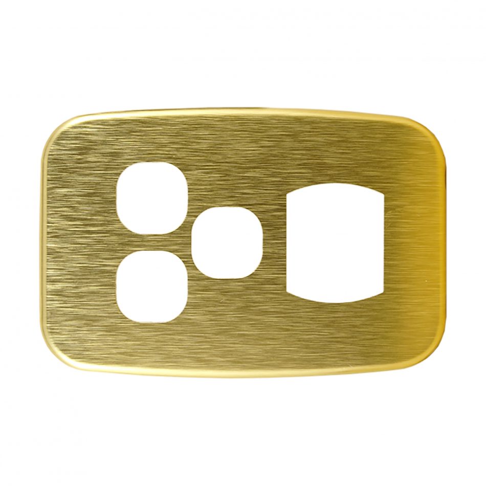 Brushed Brass Cover Plate for Double GPO | GEO Series