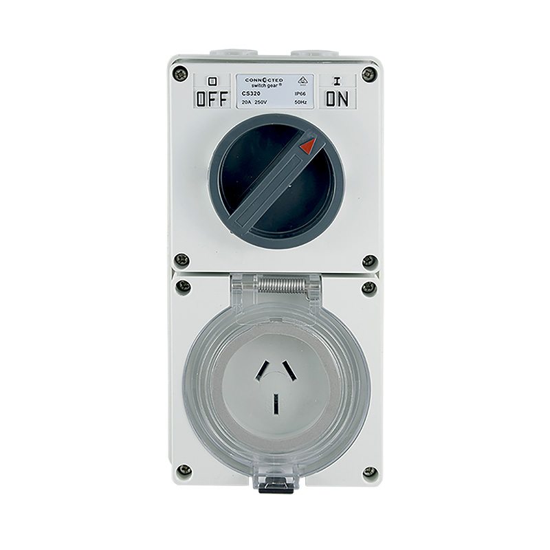 Switched Socket Outlet 3 Pin 20A 250V AC | IP66 | Connected Switchgear