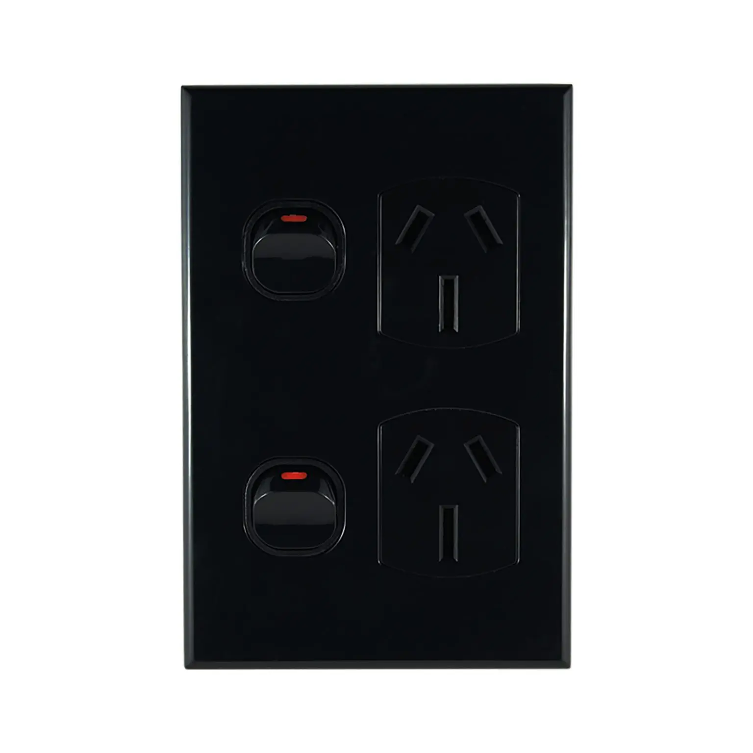Vertical Double GPO 15A 240V AC BLACK | GEO Series | CSG