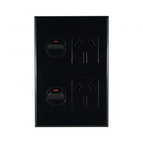 Double Pole Power Outlet Double 10A 250V AC | BASIX S