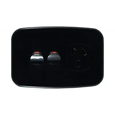 4 Gang Power Point MATTE BLACK 10A 250V AC | GEO Series