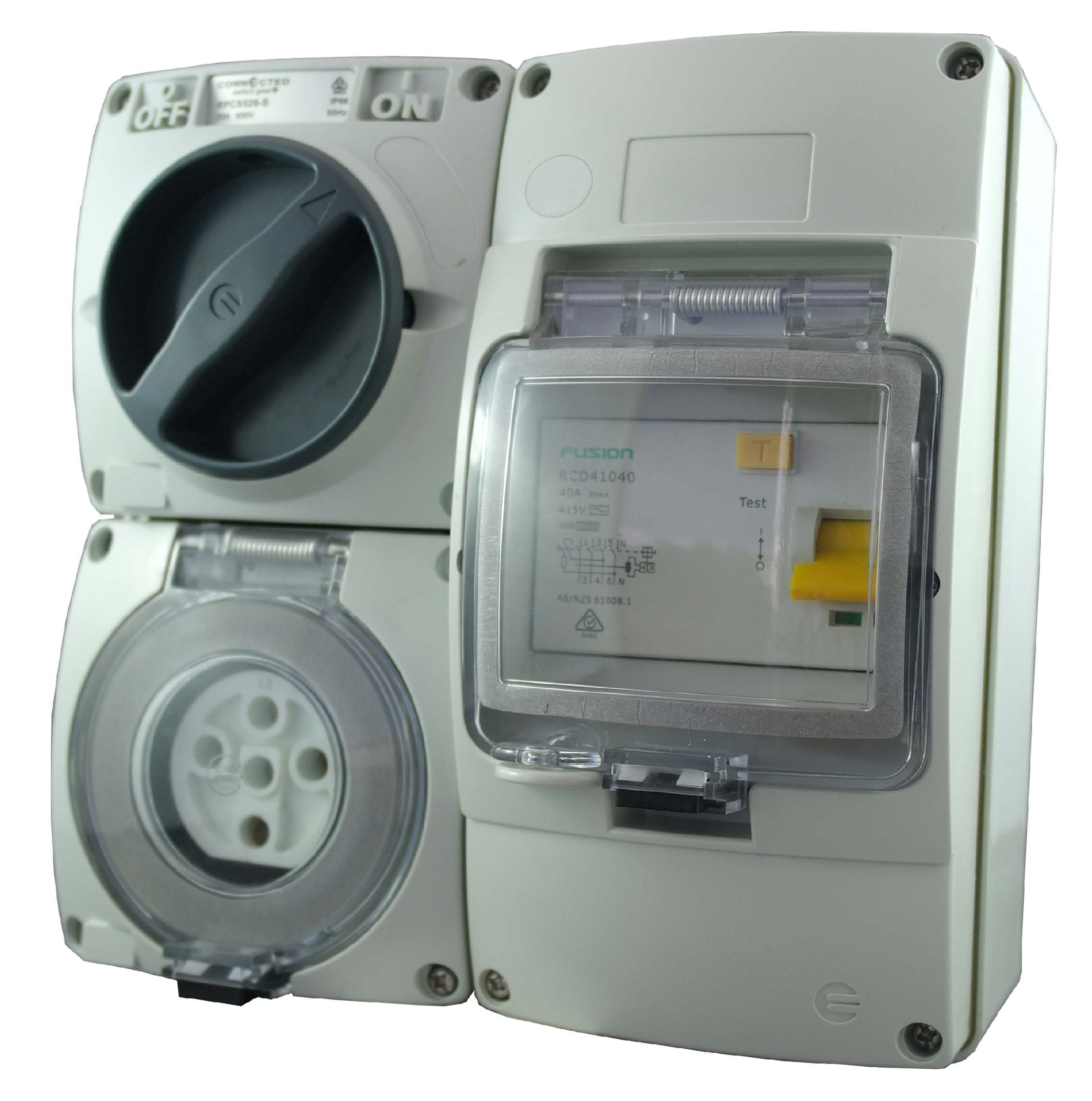 IP66 RCD Protected Combination Switched Outlet 3 Pin - 250V 10A ...