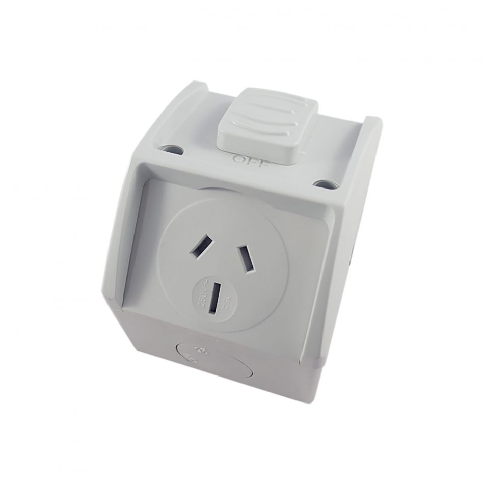 Double Weatherproof GPO with Extra Switch 10A 250V