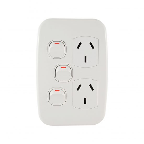 Single Power Point with Two Extra Switches 10A | LUNA Series