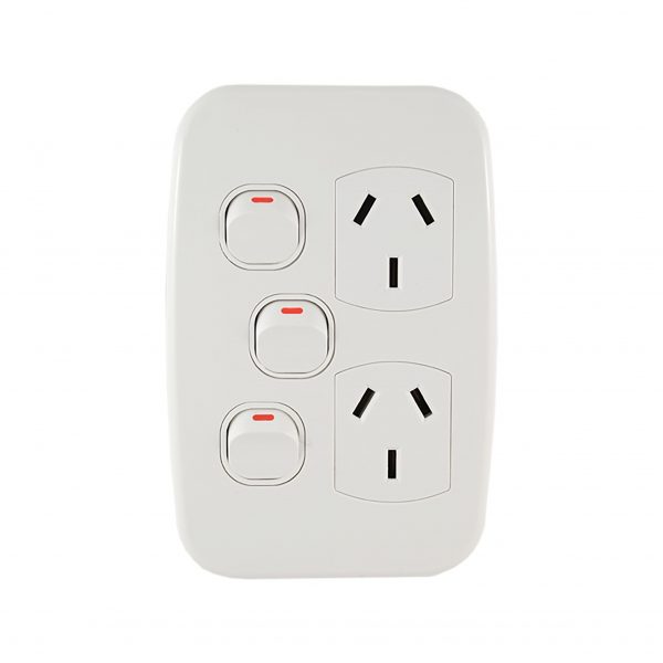Single Power Point with Two Extra Switches 10A | LUNA Series