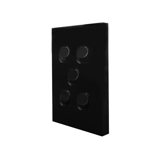 Light Switch 5 Gang BLACK 10amp 250V AC BASIX S Series