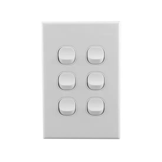 Light Switch 6 Gang 10amp 250V AC BASIX S | Connected Switchgear