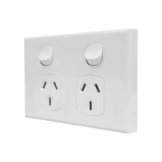 Double Pole Power Outlet Double 10A 250V AC | BASIX S