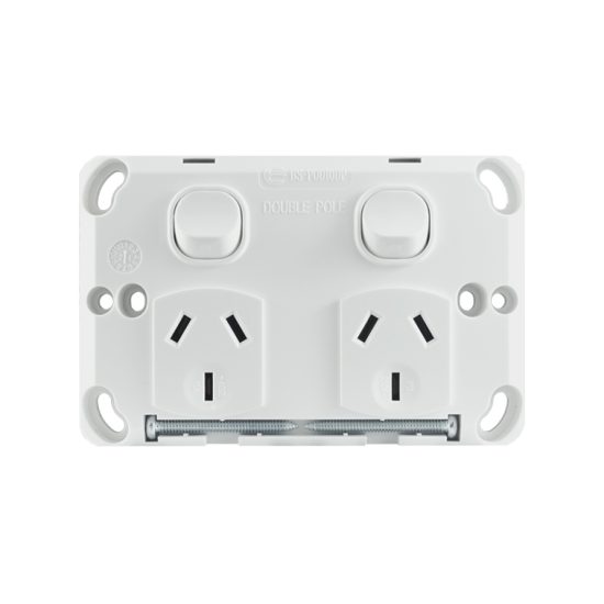 Double Pole Power Outlet Double 10A 250V AC | BASIX S