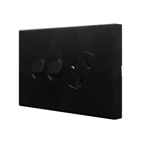 Single GPO with Extra Switch Black 10A 250V AC | BASIX S Series