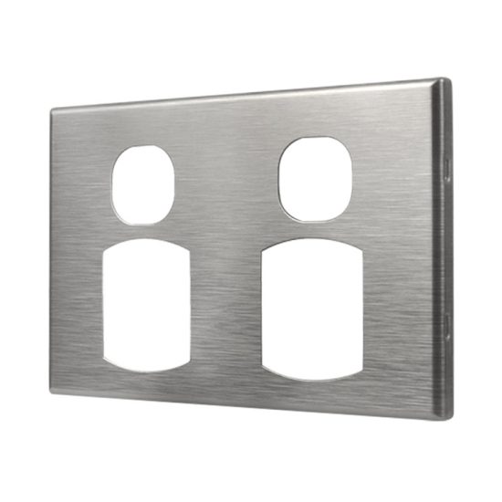 Brushed Aluminium Cover Plate for Double GPO | GEO Series