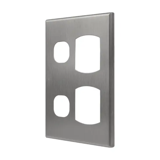 Brushed Aluminium Cover Plate to suit Double GPO | GEO Series