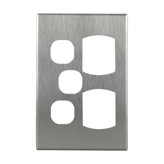 Aluminium Cover Double GPO Vertical + Extra Switch | GEO Series
