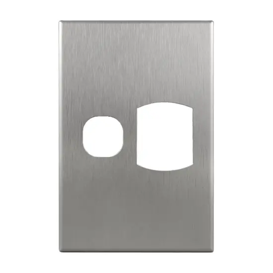 Brushed Aluminium Cover Plate Single GPO Vertical | LUNA Series