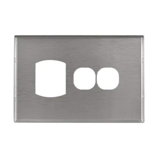 Brushed Aluminium Cover Single GPO + Extra Switch | GEO Series
