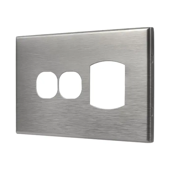 Brushed Aluminium Cover Single GPO + Extra Switch | GEO Series