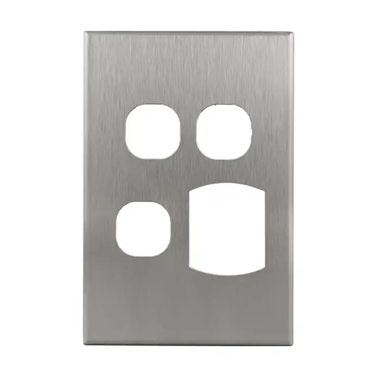 Aluminium Cover Plate Single GPO Vertical + 2 Extra Switch GEO