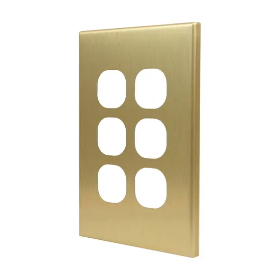 Brass Cover Plate for 6 Gang Switch | Connected Switchgear