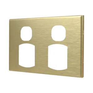 Brushed Brass Cover Plate for Double GPO | GEO Series