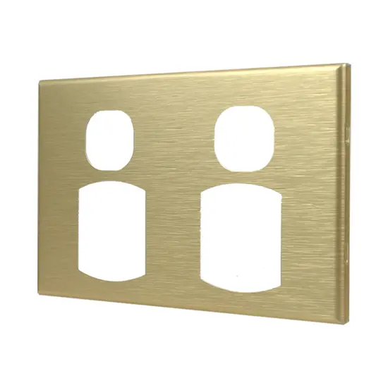 Brushed Brass Cover Plate for Double GPO | GEO Series