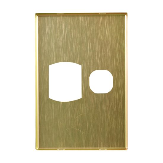 Brushed Brass Cover Plate Single GPO Vertical | GEO Series