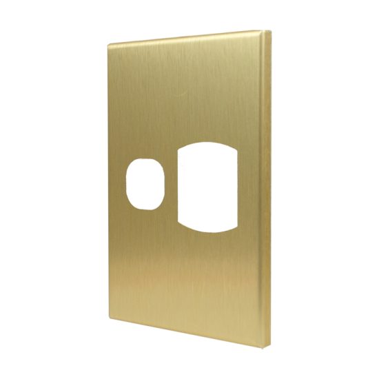 Brushed Brass Cover Plate Single GPO Vertical | GEO Series