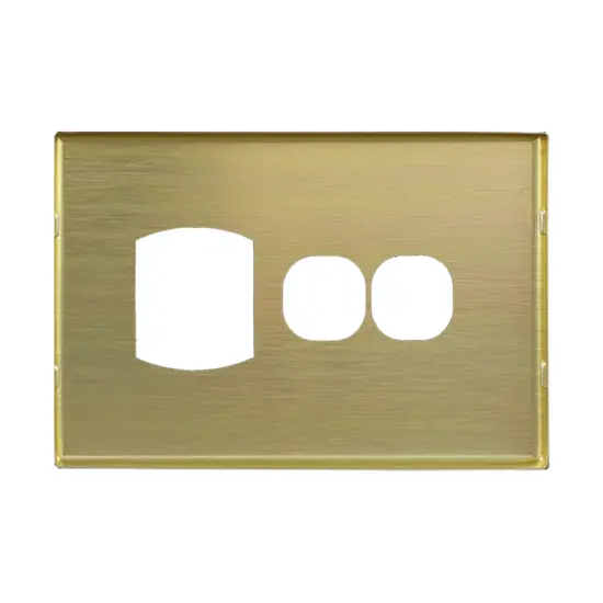 Brushed Brass Cover Plate Single GPO + Extra Switch GEO