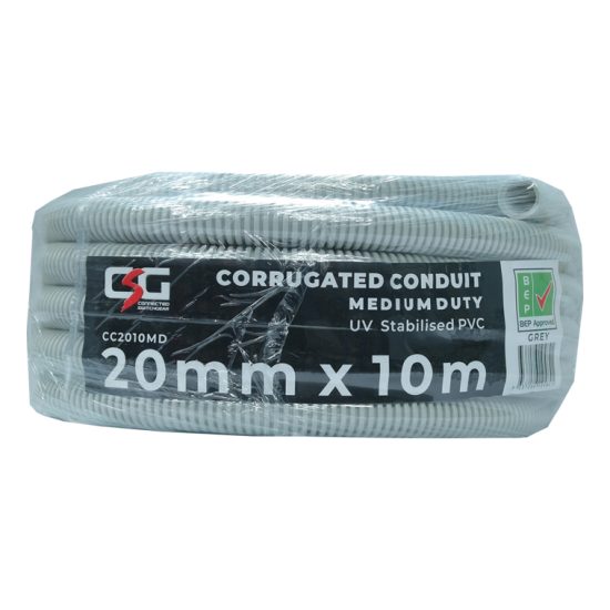 20mm Corrugated Conduit UPVC 10M Roll Grey | CSG