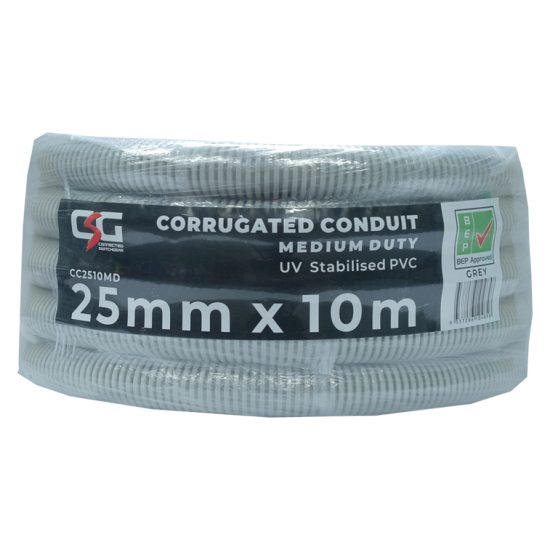25mm Corrugated Conduit UPVC 10M Roll Grey | CSG
