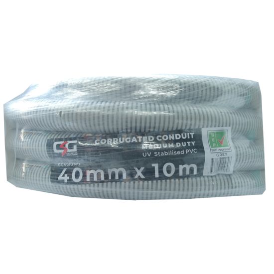 40mm Corrugated Conduit UPVC 10M Roll Grey | CSG