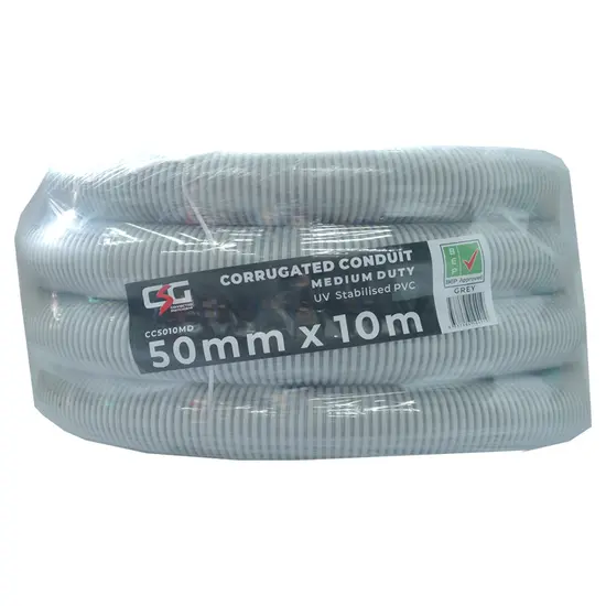 50mm Corrugated Conduit UPVC 10M Roll Grey | CSG