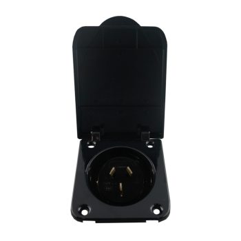 Caravan Inlet Male 3 Pin 250V AC 10A IP44 BLACK