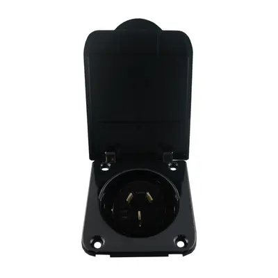 Caravan Inlet Male 3 Pin 250V AC 10A IP44 BLACK