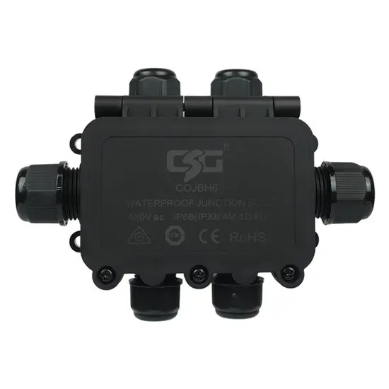 IP68 Weatherproof Junction Box with 6 Cable Entries 450V 40A