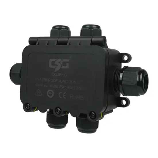 IP68 Weatherproof Junction Box with 6 Cable Entries 450V 40A