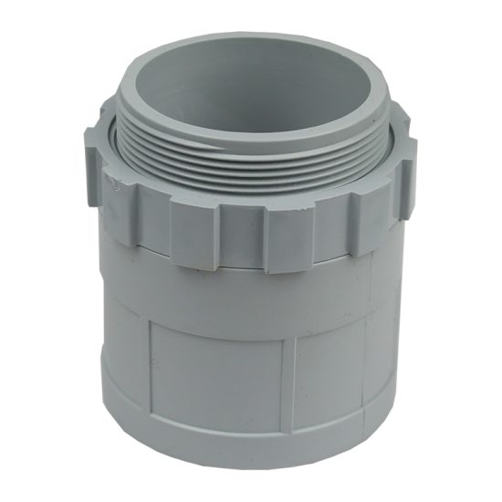 50mm Plain to Screw Adaptor with Lock Nut | Conduit Fittings