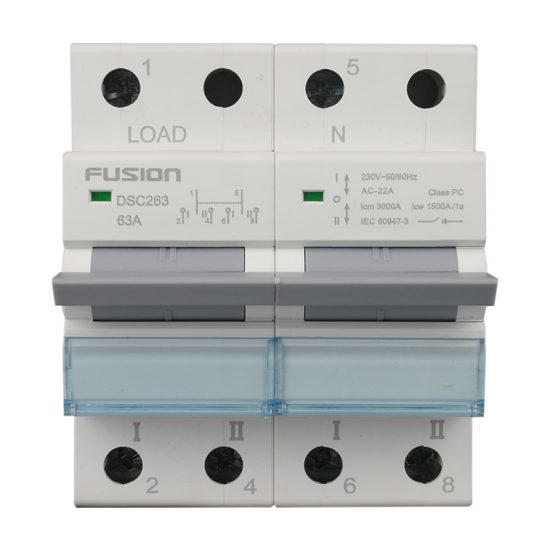 DIN Rail Changeover Switch 2 Pole 230/400V AC 63A