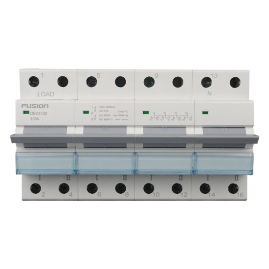 DIN Rail Changeover Switch 4 Pole 400V AC 100A