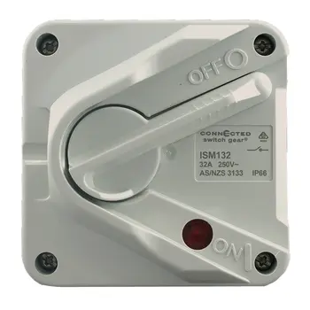 Weatherproof Isolator Switch 32A 250V AC Single Pole IP66