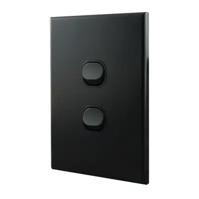 Matte Black Light Switch 2 Gang 10A 250V AC | GEO Series