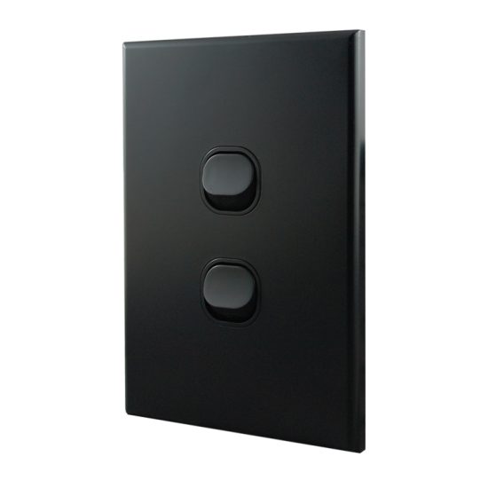 Matte Black Light Switch 2 Gang 10A 250V AC | GEO Series