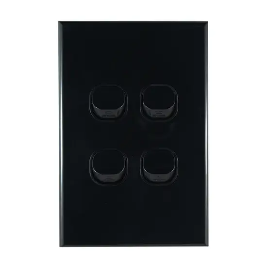 GEO Series 4 Gang Light Switch BLACK 10A 250V AC