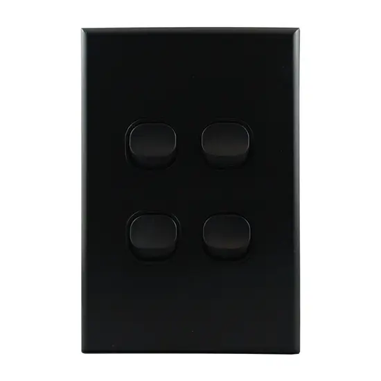Matte Black Light Switch 4 Gang 10A 250V AC | GEO Series