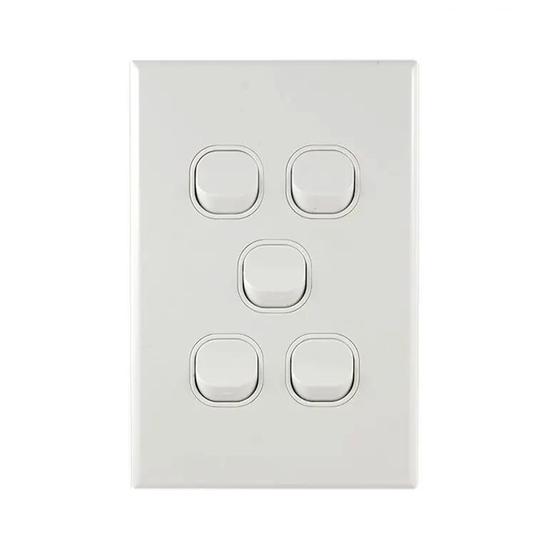 GEO Series 5 Gang Light Switch 10A 250V AC | Connected Switchgear