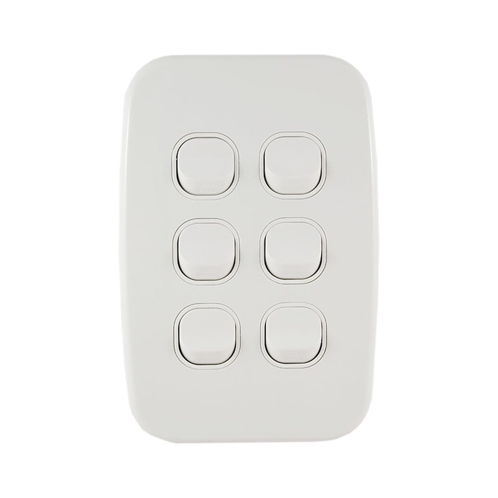 Light Switch 6 Gang Vertical 10A | LUNA Series