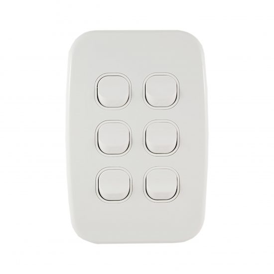 Light Switch 6 Gang Vertical 10A | LUNA Series